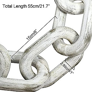 Sivya Decorative Wood Chain Link Decor, Rustic Wood Link Farmhouse Decor for Farmhouse Tiered Tray Farmhouse Wall Decor (Whitewash, 21.65in/Chain)