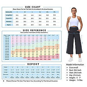 THE GYM PEOPLE Bootleg Yoga Capris Pants for Women Tummy Control High Waist Workout Flare Crop Pants with Pockets (Large, Black)