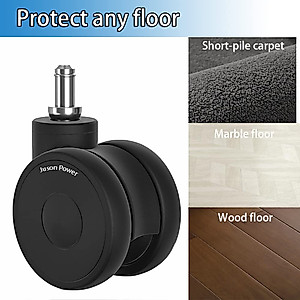 Office Chair Wheels Replacement 3 inch Rubber Caster Wheels for Hardwood Floor Replace Office Chair Mats,Desk Chair Casters for Gaming Chairs Heavy Duty Chair Wheels, Set of 5