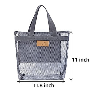 Mesh Shower Bag， 10.2x9.9'' Mesh Shower Caddy Quick Dry Shower Bag Portable Shower Tote Hanging Toiletry Bath Organizer Travel Mesh Beach Bags with Zipper & 2 Pockets for Gym, Travel, Camp, Beach