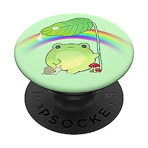 Kawaii Cute Frog Lover Rainbow Cottagecore Aesthetic PopSockets Swappable PopGrip