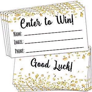 200 Raffle Tickets 3.5”x2” - Enter to Win Entry Form Cards for Contest, Raffles, Ballot Box, 50/50, Auction and More - with Space for Name, Email Address and Phone Number Fields