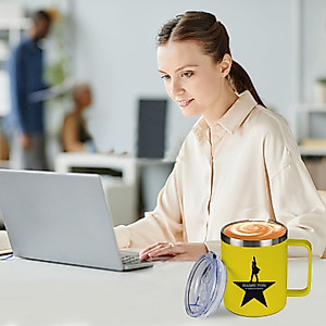 WFSJRED Theater Gifts 12 oz Insulated Mug for Coffee Mug with Leak-Resistant closeable hot lid for hot Drinks with Handle Broadway Gifts for Musicians (HAMILTON)
