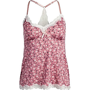 Marilyn Monroe Women's Pajama Sets - 2 Piece Lace Trim Cami Top and Micro Sleep Shorts - Pajama Lounge Sets for Women (M-XL), Size Medium, Rose