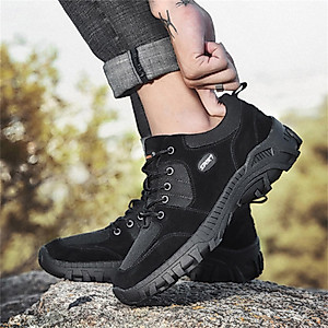 JiuQing Men's Hiking Shoes Trail Running Shoes Waterproof Low Rise Outdoor Walking Boots,Black,8