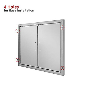 ROVSUN 31''W x 24''H Outdoor Kitchen Door, Heavy Duty 304 Grade Stainless Steel BBQ Access Door, Double BBQ Island Door, Perfect for Outdoor Kitchen, BBQ Island & Grilling Station