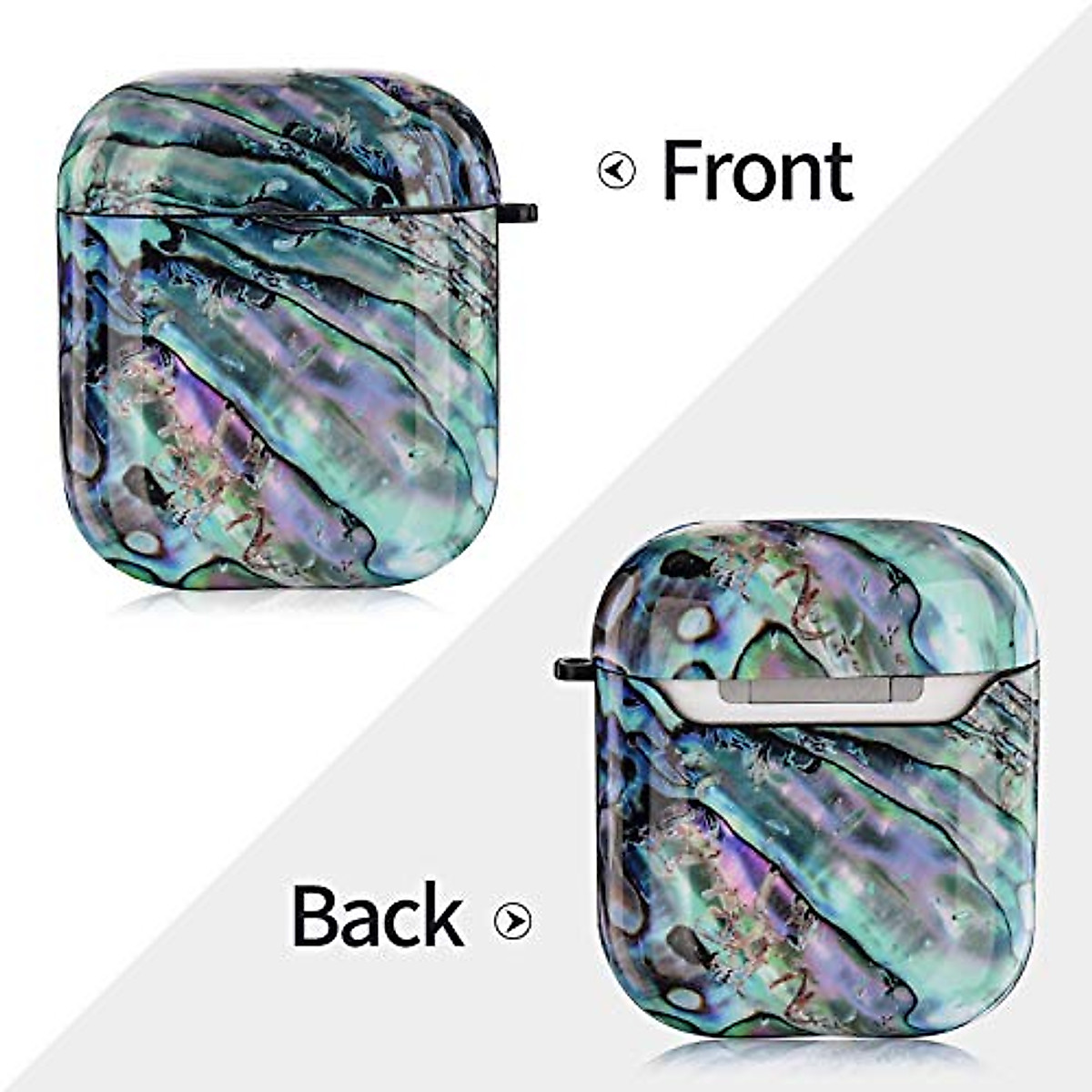 CAGOS for Airpods Case, Cute Marble Protective Hard Cover with Keychain Compatible with Apple Airpods 2nd/1st Generation Case for Women Girls (Turquoise Blue)