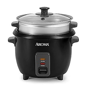 Aroma Housewares ARC-363-1NGB 3 Uncooked/6 Cups Cooked Rice Cooker, Steamer, Multicooker, 2-6 cups, Black