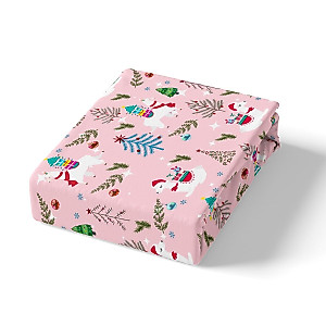 Feelyou Christmas Decorations Sheets Full Size with 2 Pillow Cases Christmas Bed Sheet Set Cute Llama Bedding Set Cartoon Llama Alpaca Fitted Sheet for Boys Girls Kids Adults