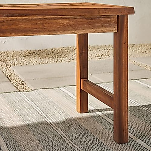 Walker Edison 3 Person Outdoor Patio Chevron Wood Dining Bench All Weather Backyard Conversation Garden Poolside Balcony, 53 Inch, Brown