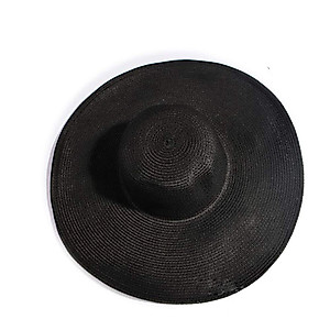 Women's Ridge Wide Floppy Brim Summer Hat Large Brimmed Garden Beach Sun Hat Big Summer Sun Hat Straw Cap Party Garden Travel Black
