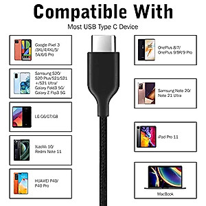 UrbanX OEM 2021 Stereo Headphones for Samsung Galaxy S20 Ultra 5G Braided Cable with Microphone (Black) USB-C Connector (US Version with Warranty)