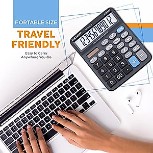 Premium Commercial 12-Digit Large Desktop Calculator with Huge 5-Inch LCD Display Screen, Giant Responsive Buttons, Battery and Solar Powered, Perfect for Home/Office Accounting Finance Use, CD-2776