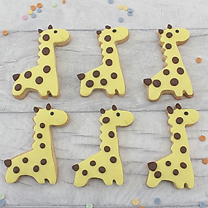 Giraffe Cookie Cutters Set 4 Inch - 6 Pieces Mother and Baby DIY Stainless Steel Metal Biscuit Mold with Sitting Baby Giraffe, Giraffe Face and Head Shapes Cutter for Baby Shower, Birthday Party