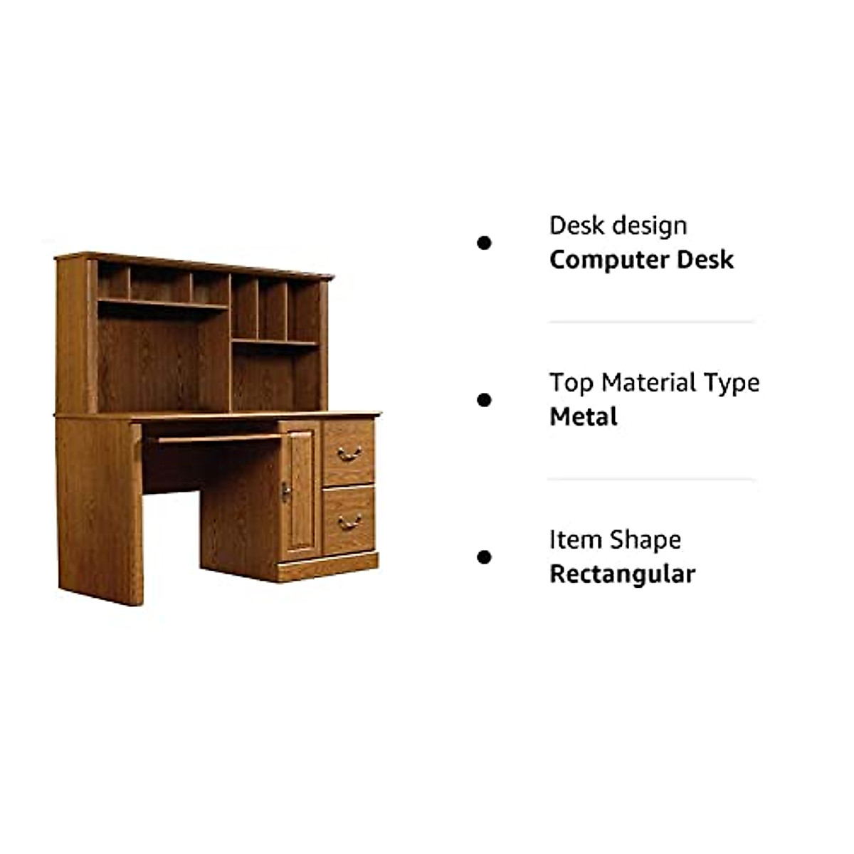 Sauder Orchard Hills Computer Desk with Hutch, Carolina Oak finish
