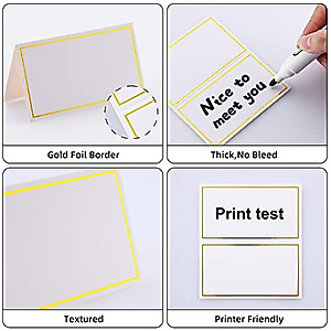 JABINCO Place Cards Pack of 100 - Small Tent Cards with Gold Foil Border - Perfect for Weddings, Banquets, Events,Table Cards,Name Cards