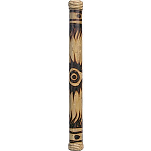 Bamboo Rainstick with Burnt Sun Design, 24 inches long