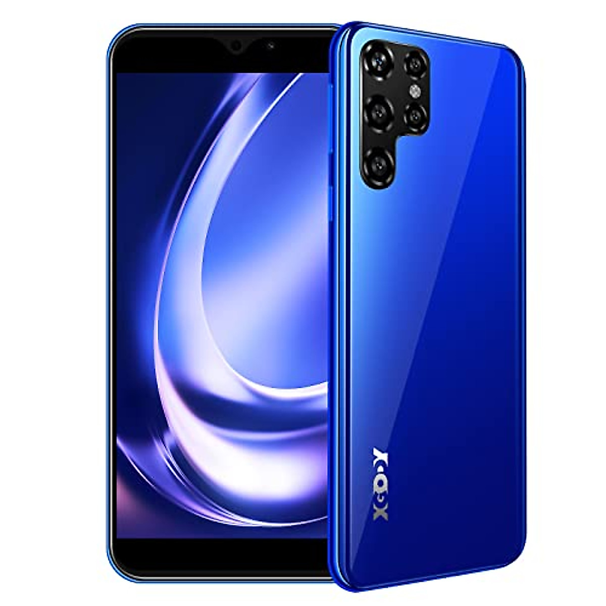 Xgody X60 4G Unlocked Phones, 6'’ QHD Waterdrop Screen Dual Sim Unlocked Cell Phones, Quad-core 2GB+16GB Smartphones, 3000mAh Battery, Face Unlock, AI Camera 5MP+5MP Cheap Android Phone (Blue)