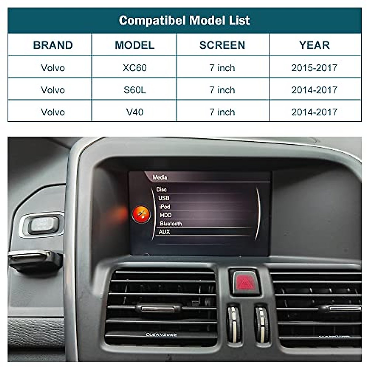 NINETOM Wireless Carplay Retrofit Kit Decoder for Volvo XC60 S60L V40 2014-2017 Year, Support Android Auto, Mirror Link, Rear Camera, Original Car Function