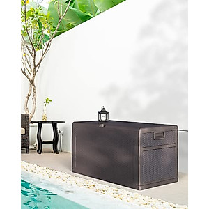 DEXSO Deck Box 120 Gallons Outdoor Storage Box for Patio Cushions Pillows Sofa Cover Gardening Tools Kids Toy Pool Towel & Chemicals, Open & Close with One Hand, Black