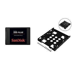 SanDisk SSD PLUS 240GB Solid State Drive (SDSSDA-240G-G26) [Newest Version] with Sabrent 2.5 Inch to 3.5 Inch Internal Hard Disk Drive Mounting Kit (BK-HDDH) bundle