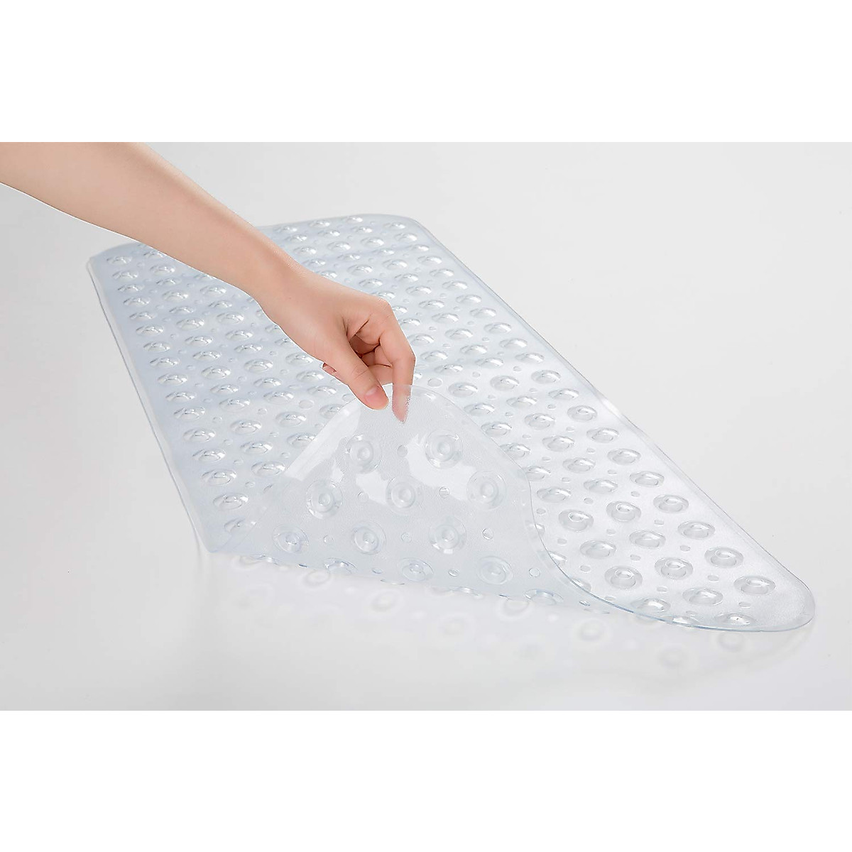 AmazerBath Bath Tub Mat, 40 x 16 Inches Non-Slip Shower Mats with Suction Cups and Drain Holes, Bathtub Mats Bathroom Mats Machine Washable, Clear