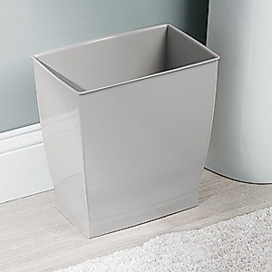 iDesign Mono Spa Rectangular Trash Can for Bath, Bedroom, Office – 11.25" x 7.5" x 12", 2.5 Gallon, Gray