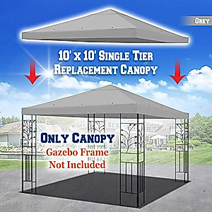 BenefitUSA G245-GREY Top Patio Pavilion Sunshade Polyester Single Tier Replacement Gazebo Canopy Cover, 10" L x 10" H, Grey