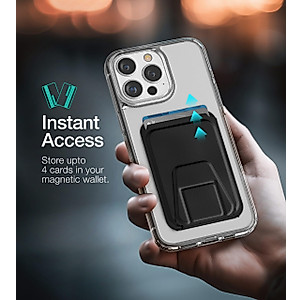 ENCASED Clear Case with Magnetic Wallet Designed for iPhone 15 Pro Case with Card Holder (Compatible with MagSafe) Clear