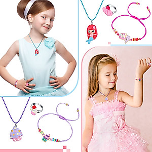 24 Pcs Little Girl Jewelry Set Kids Unicorn Necklace Cute Woven Bracelet Ring for Girls Pretend Dress up Party Favor (Cute Style)