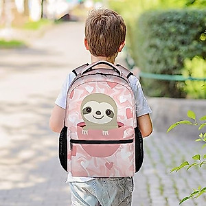 CUSPCOD Sloth Backpack for Girls Boys, 16 Inch Pink Backpacks for School, Cute, Adjustable Straps, Durable, Lightweight, Large Capacity Bookbag for Kids