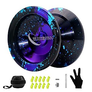 WATIEOBOO Yoyo Professional Metal Responsive Yoyo for Kids 8-12, Unresponsive Yoyo for Adults Intermediate-Advanced Players with U Type KK Bearing + Glove and 10 Replacement Yoyos Strings