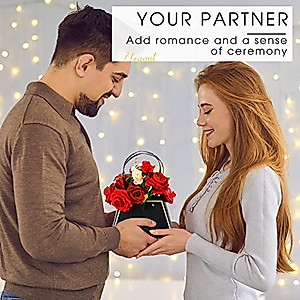 12 Pcs Craft Paper Flower Gift Bags Portable Bouquet Bags Box with Handle Waterproof Bouquet Gift Box Flowers Trapezoidal Florist Packaging Wrap for Valentine's Day Mother's Day (Black, White)