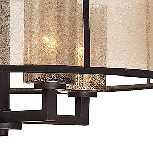 Elk Home Diffusion Modern 4-Light Chandelier-Oiled Bronze Metal, Beige Organza Fabric and Mercury Glass Shade, W24 X D24 X H25 Inch, Mid-Century Modern, Luxe Glam, LED and Dimmer Compatible