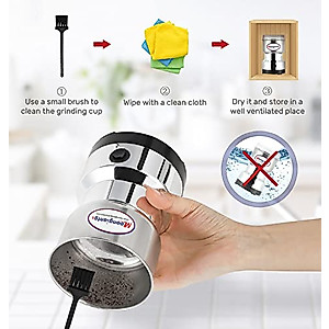 Moongiantgo Mini Spice Coffee Grinder Electric 10s Fast Grinding Multifunction Smash Machine Dry Grain Mill Grinder for Spices Seeds Rice Beans Seasonings (Silver, 110V)