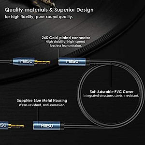 MillSO 1/8" 3.5mm Female to Female Adapter Cable TRS Premium Stereo Gold-Plated Audio AUX Cord Connectors for Headphones, Car Stereo, or Home HiFi Stereo Sound System - 15cm/6inch