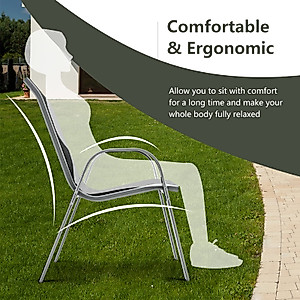 Tangkula 4 Pieces Patio Dining Chairs, Outdoor Stackable All Weather Heavy Duty Dining Chairs Set with Armrests, Support 330 LBS, for Poolside, Backyard, Garden, Deck, Front Porch (Black)