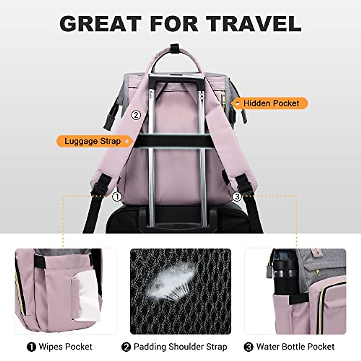 LOVEVOOK Laptop Backpack for Women Fashion Business Computer Backpacks Travel Bags Purse Doctor Nurse Work Backpack with USB Port, Fits 15.6-Inch Laptop Grey-Light Purple