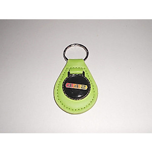 1965 1966 1967 1968 OLDS 442 4-4-2 TRI COLOR LOGO LEATHER KEYCHAIN - BRIGHT GREEN