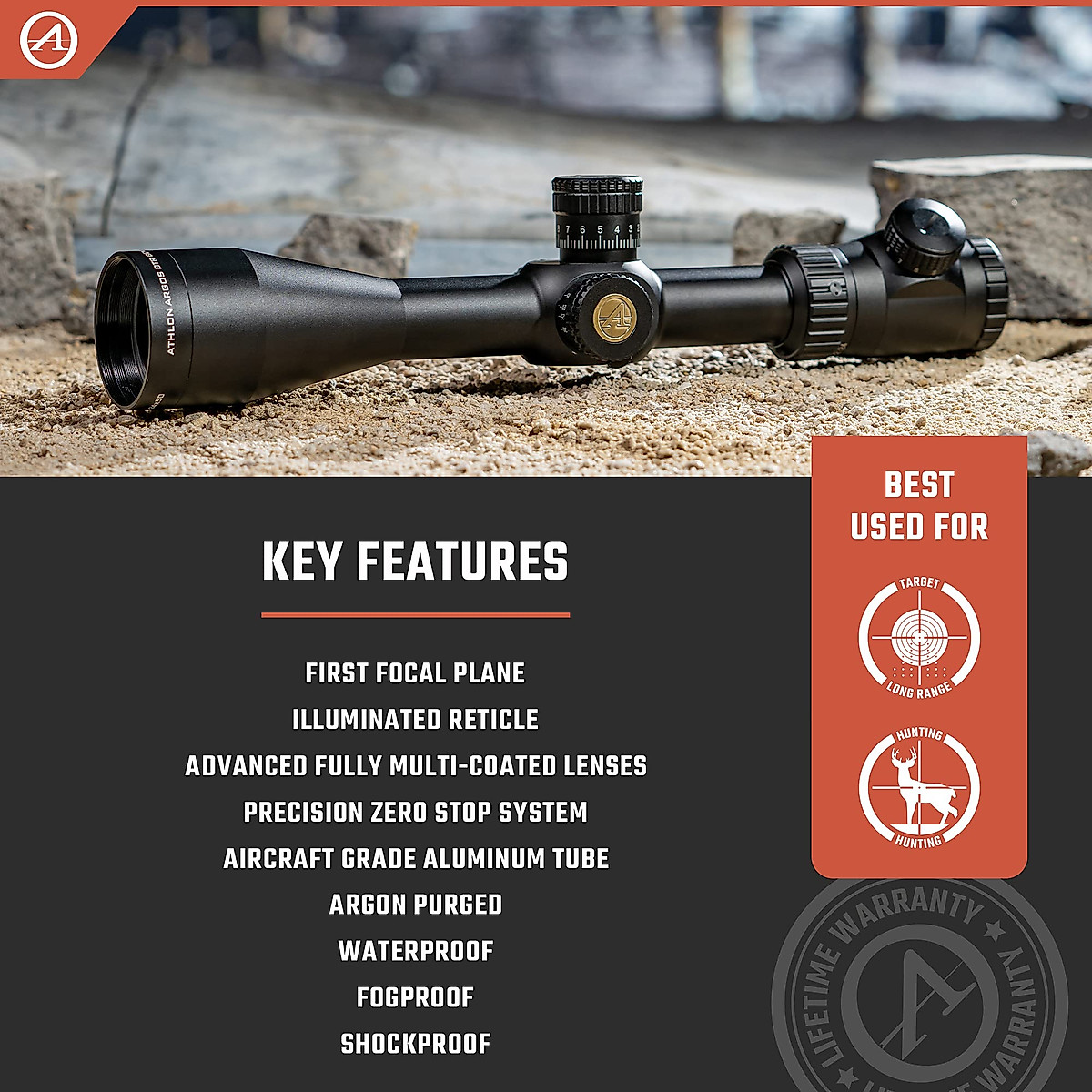 Athlon Optics Argos BTR GEN2 6-24x50 Riflescope - APLR2 FFP IR MOA, Black