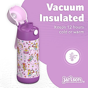 JARLSON® kids water bottle - MALI - insulated stainless steel water bottle with chug lid - thermos - girls/boys (Princess 'Mosaic', 12 oz)