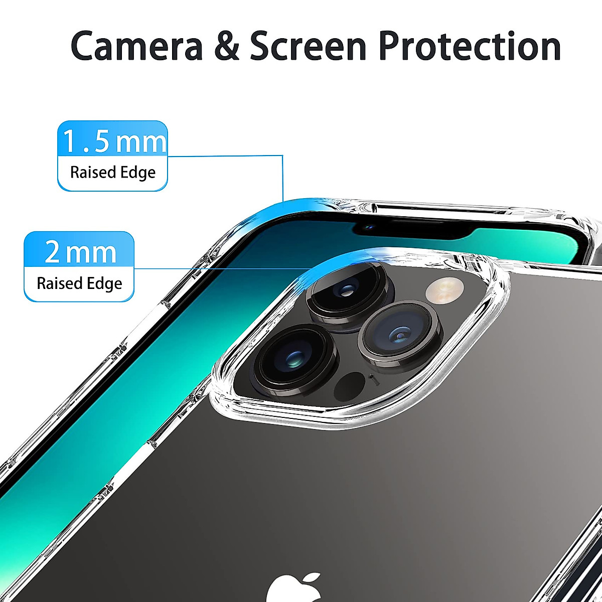 JJGoo Compatiable with iPhone 13 Pro max Case Clear, Transparent Shockproof Phone Case, Slim Anti-Scratch Hard PC Back Protective Cover Bumper, Clear