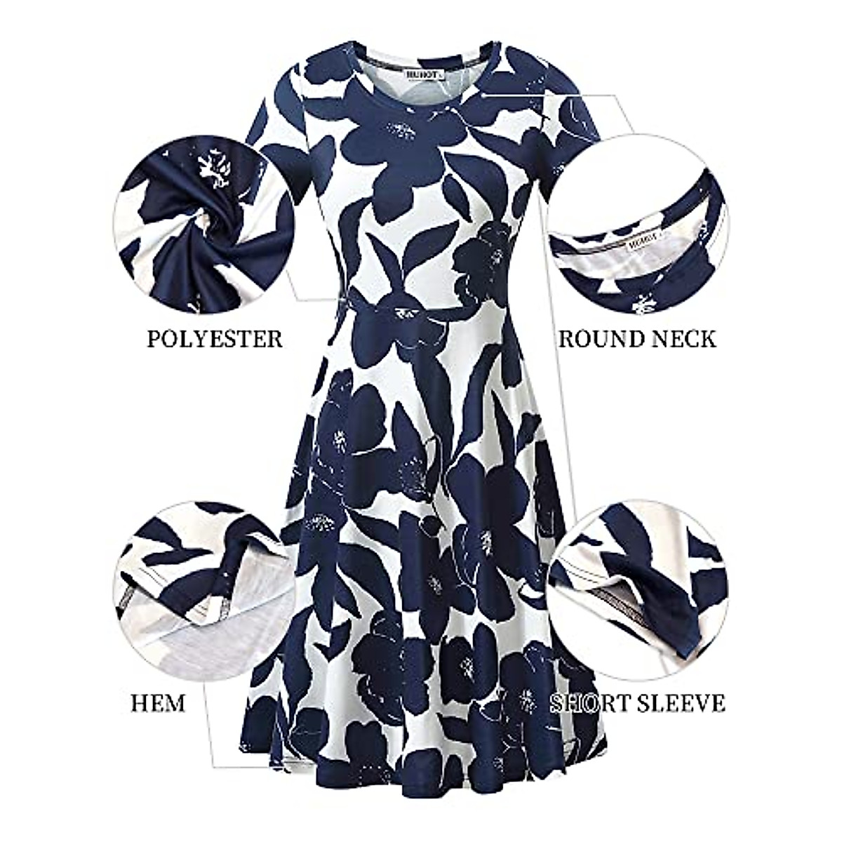 HUHOT Spring Dresses for Women 2024 Womens Dresses Gratuation Mother Day Dress Summer Dress Sundresses for Women Homecoming Dresses Short Sleeve A Line Spring Easter Midi Swing Dress for Women