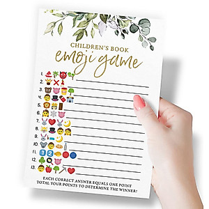 Printed Party Baby Shower Games for Boy or Girl – 4 Games and Activities, Botanical Greenery Theme, 30 Guests