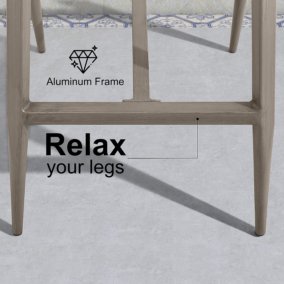 PURPLE LEAF Counter Height Bar Stools Set of 2 Rattan Woven Aluminum Modern Barstools with Back and Arms for Patio Balcony Pool Outdoor Accent Counter Stool Chairs