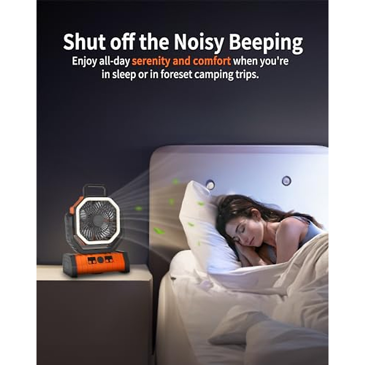 ADUST Camping Fan Battery Operated Powered Fan with LED Lantern Light 20000mAh Rechargeable Portable Fan, Oscillating Fan with 360° Rotation Hanging Hook for Tents, Cordless USB Desk Fan(Orange)