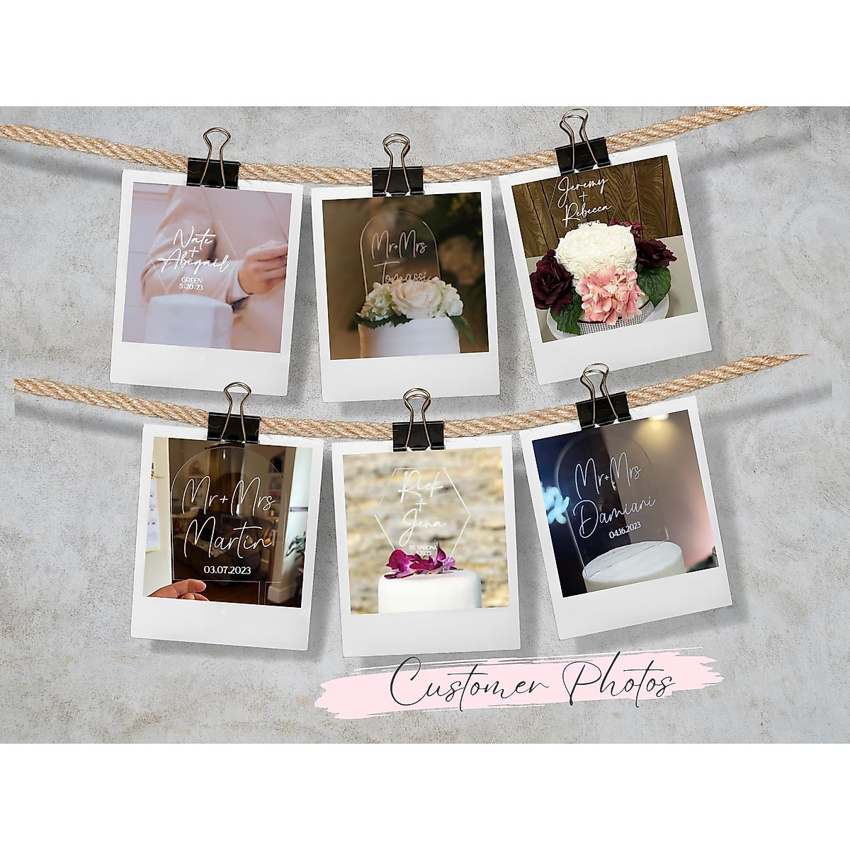 Shop Simply Perfect Acrylic Cake Topper, Custom Wedding Cake Topper, Personalized Acrylic Hexagon Cake Toppers for Anniversary, Engagement, Birthday, Shower Celebration- Made in USA (Design 2)