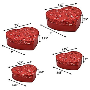 Valentine's Day Heart Shaped Gift Boxes 4 Pack Red Valentine Hearts Treat Box with Lids Valentines Nesting Cardboard Cookie Box for Gift Giving Holiday Decorative Easy Present Wrapping & Packaging