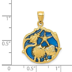 IceCarats 14K Yellow Gold Blue Shell Necklace Charm Pendant Acrylic Only