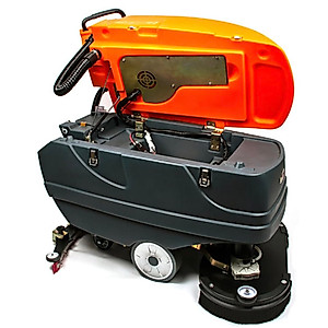 SUNMAX RT120 34" Self-Propelled Commercial Floor Scrubber Machine - 33-Gal Tank, Dual Brushes, Battery Powered, High Efficiency for Large Areas